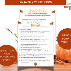 Thanksgiving Bible Scavenger Hunt Game: Family Church Activity (PDF ...