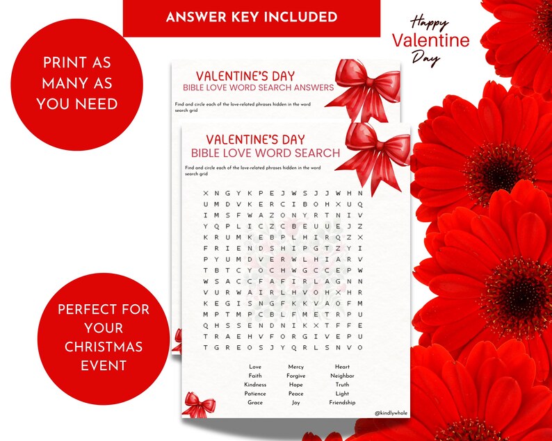 Valentine's Day Bible Word Search: Christian Family Game (printable ...