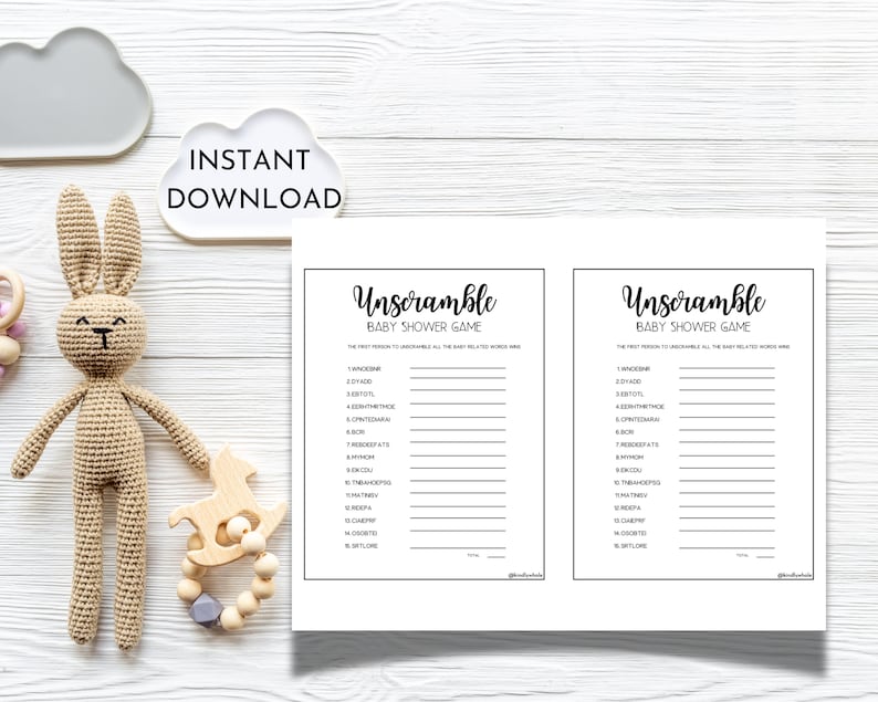 Minimalist Unscramble Baby Shower Game , Baby Shower Game With Answer ...