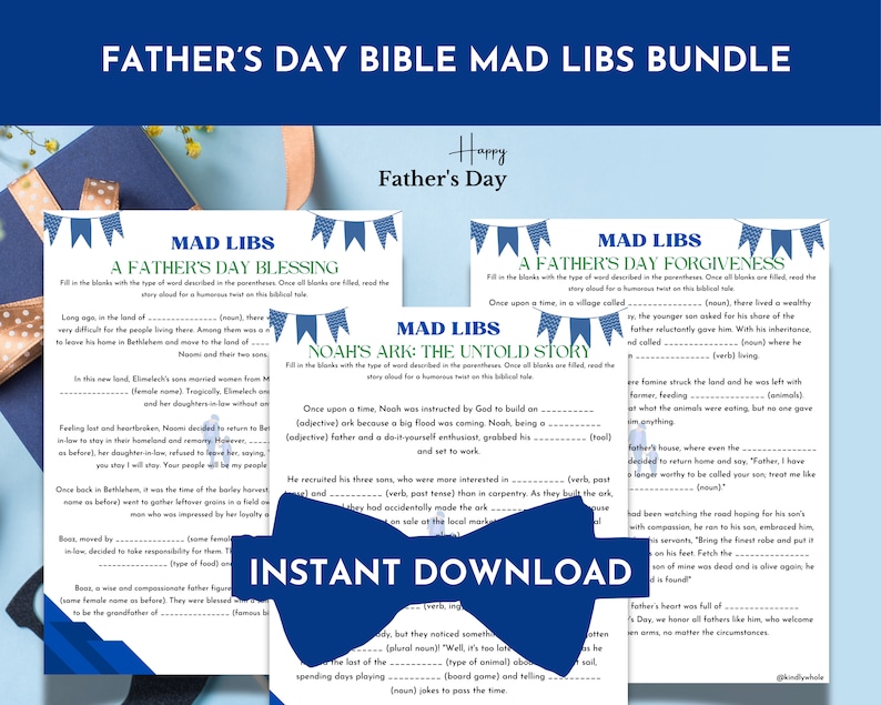 Father's Day Bible Mad Libs Games Bundle (digital Download) - Etsy