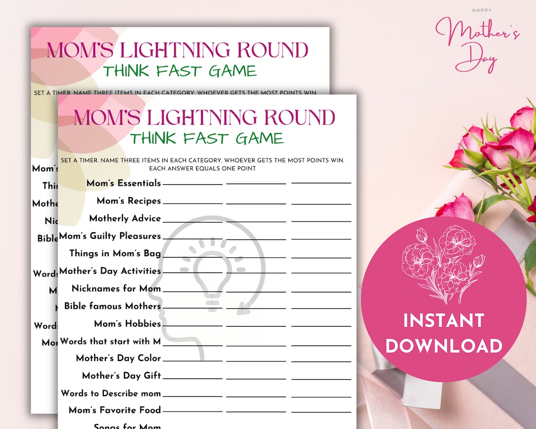 Mother's Day Think Fast Game: Family Trivia (digital Download) - Etsy