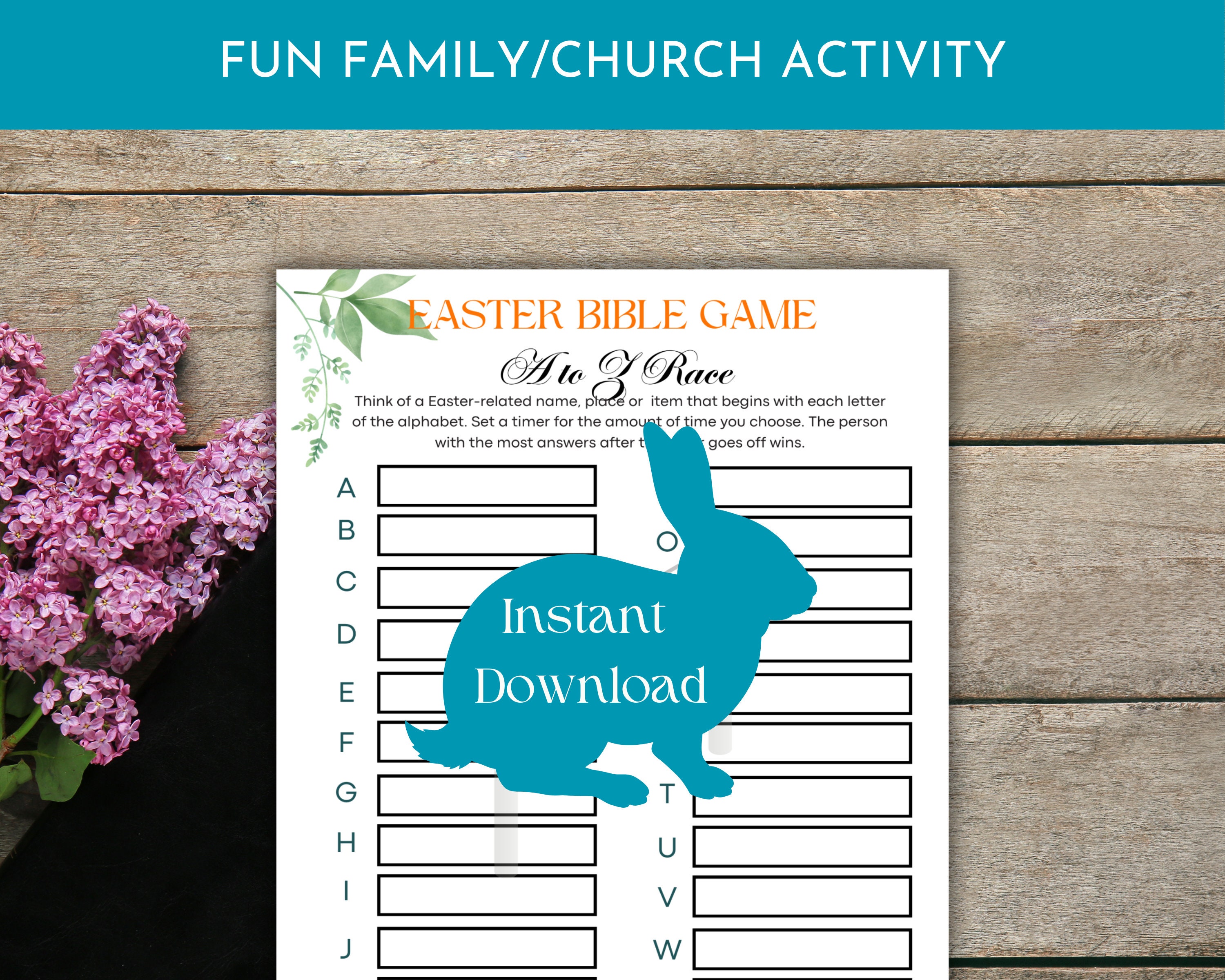 Easter A-Z Race Bible Game, Bible Study Group Party Game, Easter Church ...