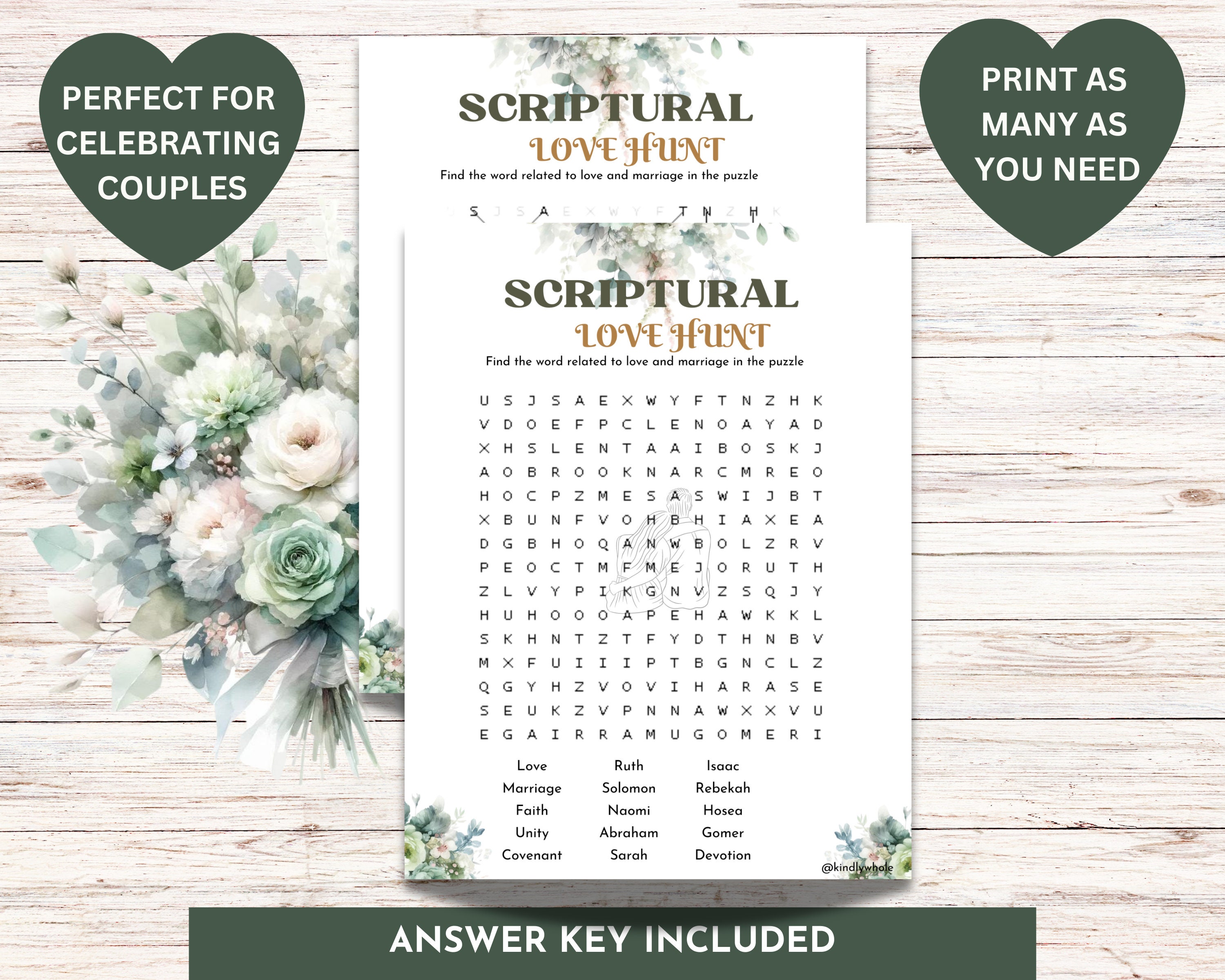 Scriptural Love Word Search: Bridal Shower Game (digital Download) - Etsy