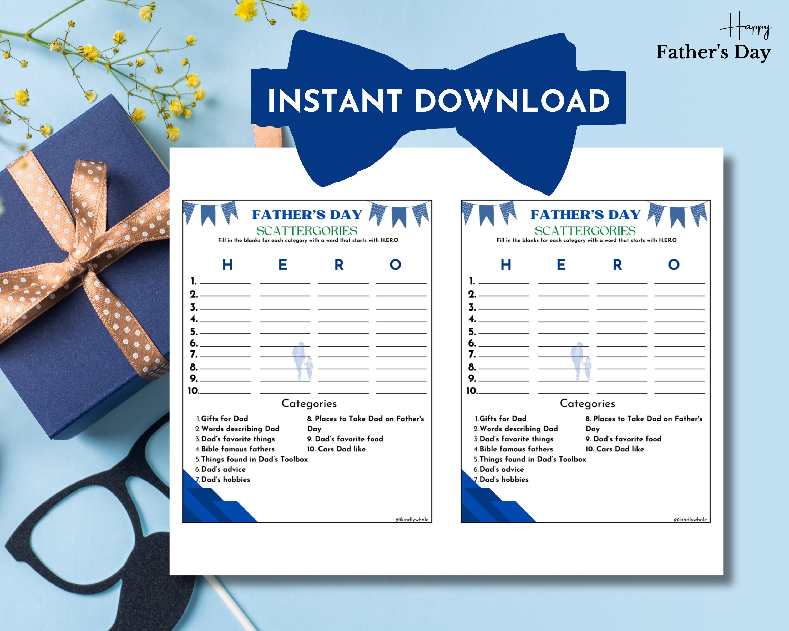 Father's Day Scattergories Game: Printable Family Fun (digital Download ...