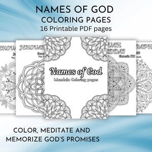 Names of God Coloring Book: 15 Christian Scripture Pages (digital ...