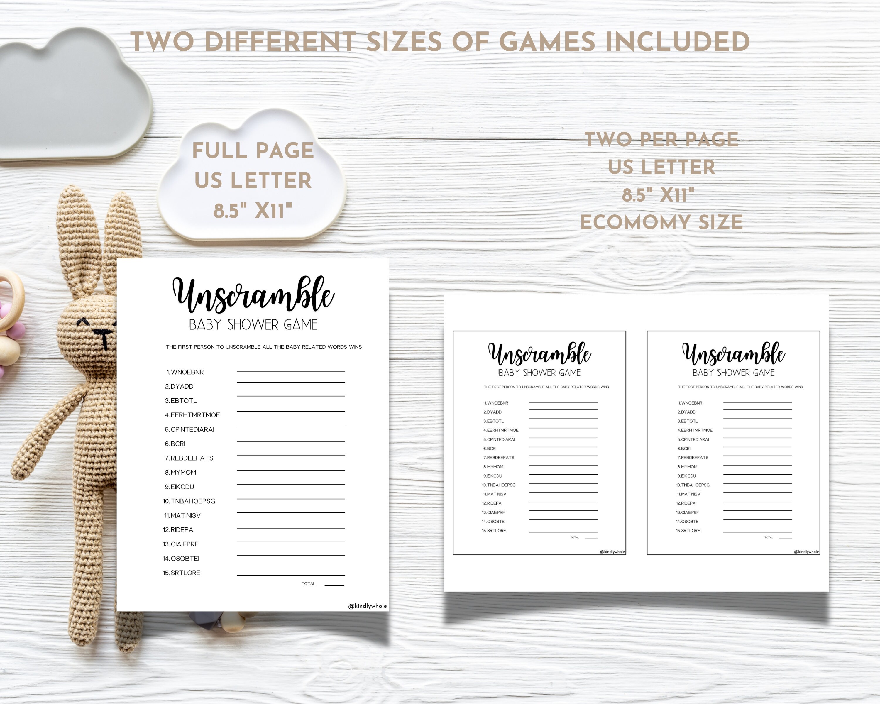 Minimalist Unscramble Baby Shower Game , Baby Shower Game With Answer ...