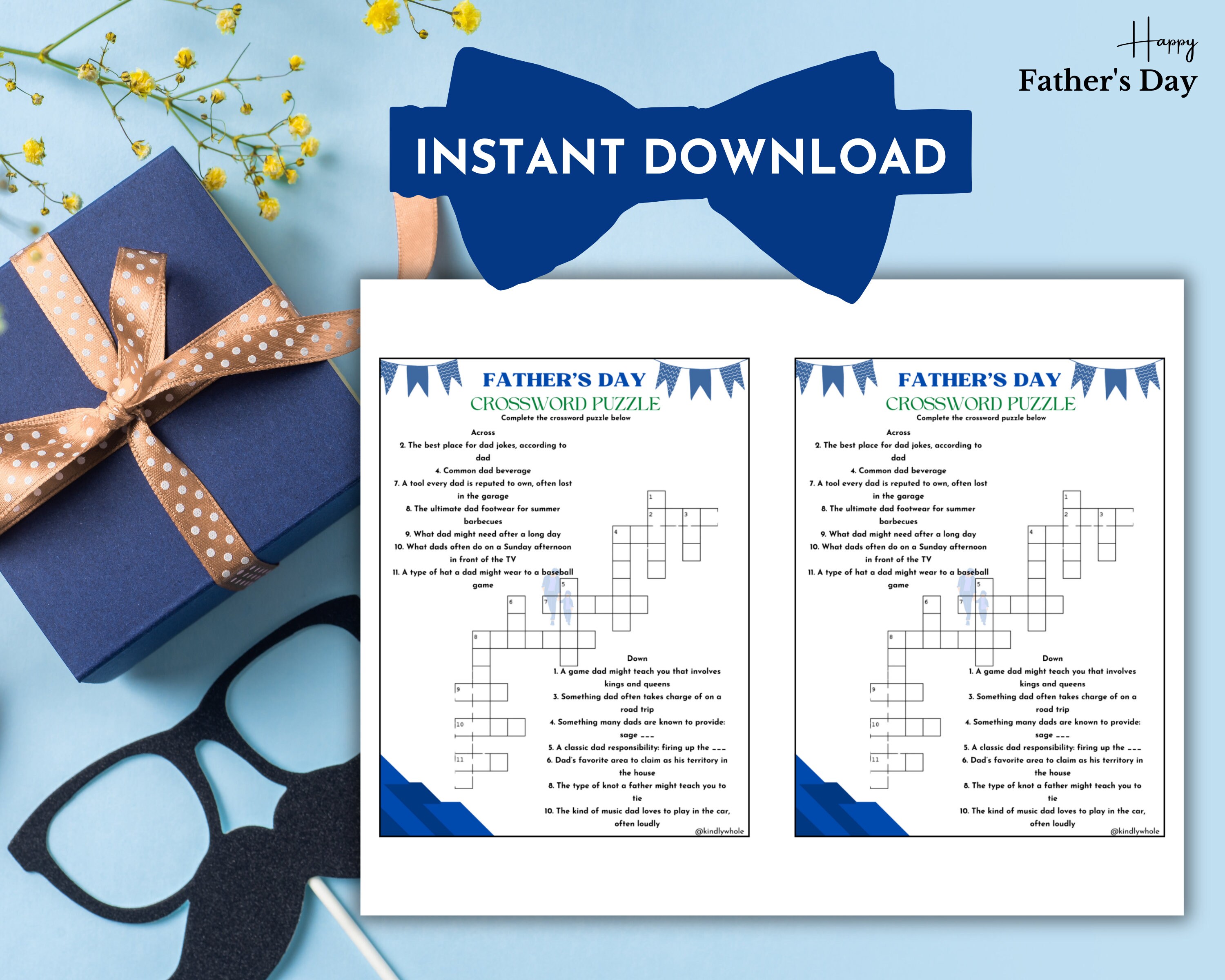 Father's Day Bible Crossword Puzzle: Family Game (printable PDF) - Etsy