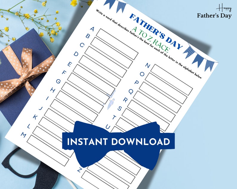 Father's Day A-Z Race Game: Printable Family Activity (digital Download ...