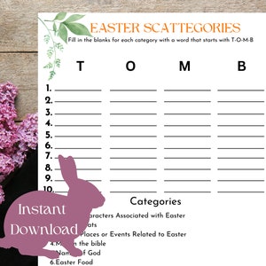 Printable Easter Bible Scattergories Game: Church Activity (digital ...