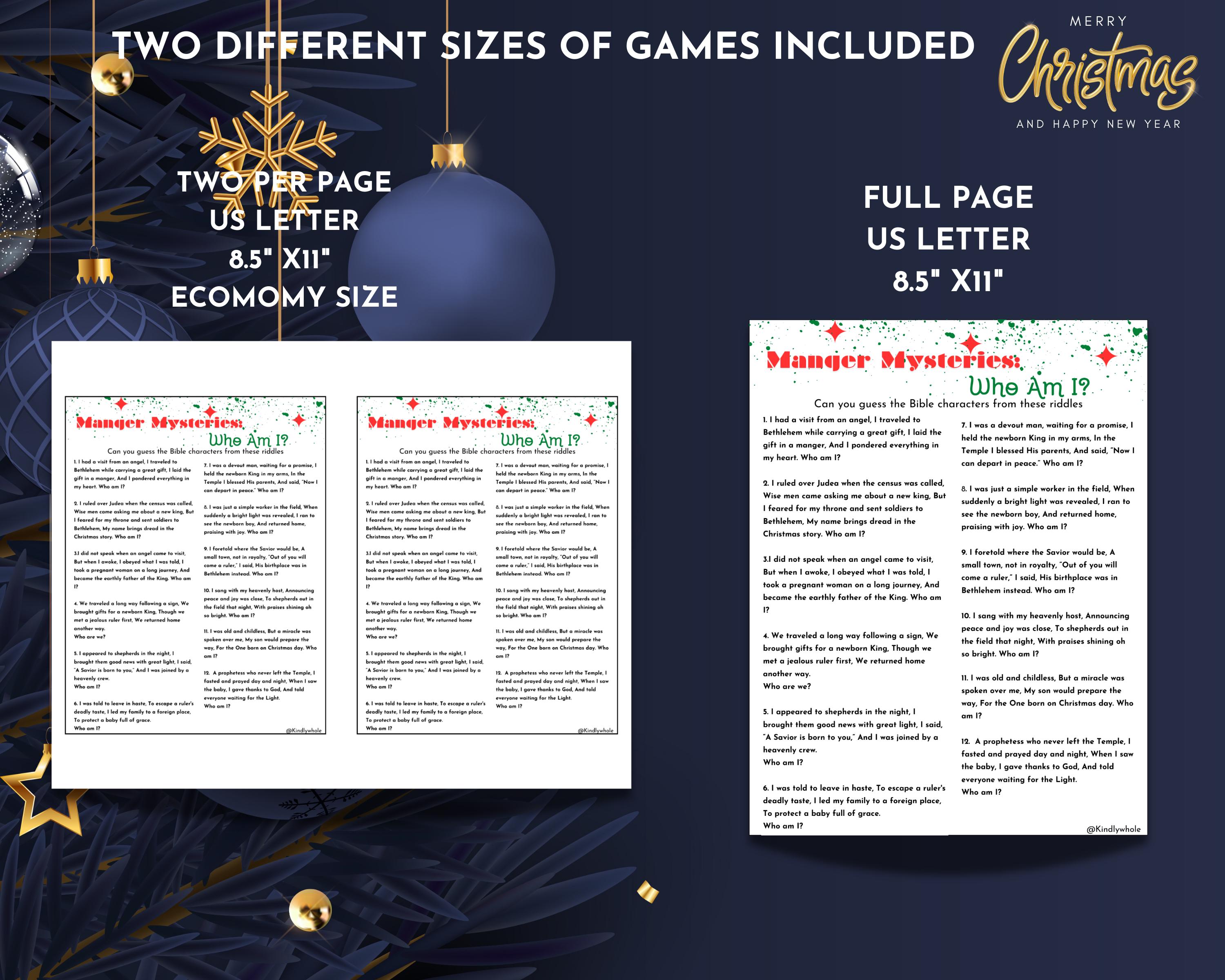 Nativity 'who Am I?' Christmas Game: Bible Character Riddles (digital ...