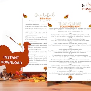 Thanksgiving Bible Scavenger Hunt Game: Family Church Activity (PDF ...