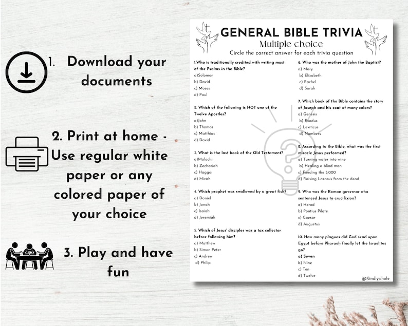Printable Bible Trivia Game: Christian Quiz, Sunday School (digital ...