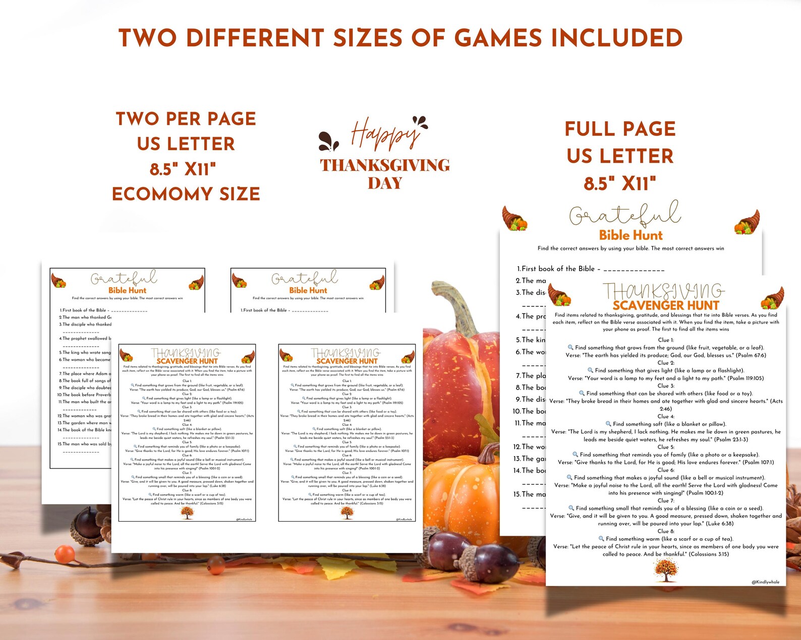 Thanksgiving Bible Scavenger Hunt Game: Family Church Activity (PDF ...