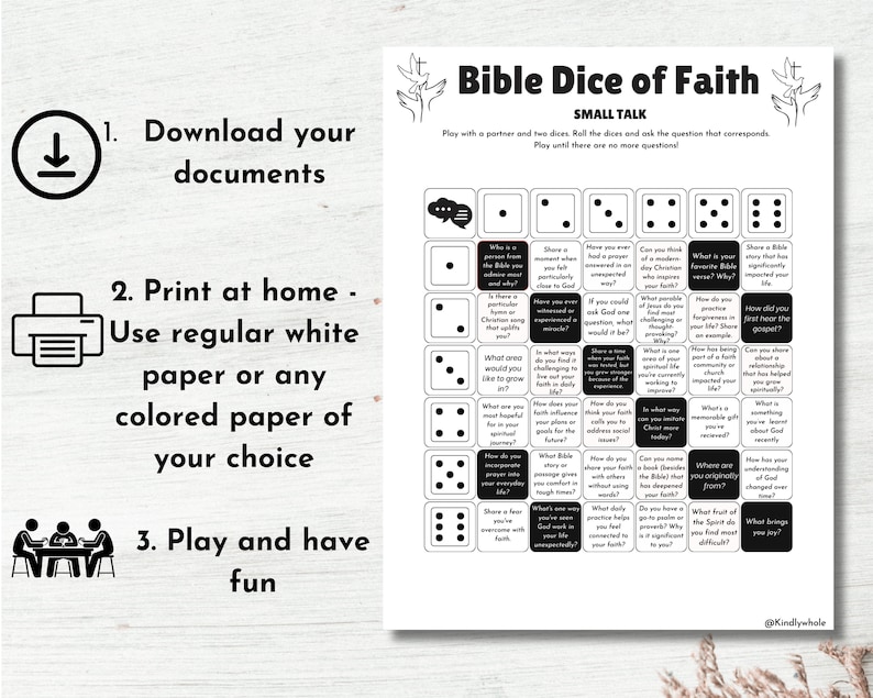 Christian Dice Roll & Share Game Printable, Bible Roll Dicebreaker ...
