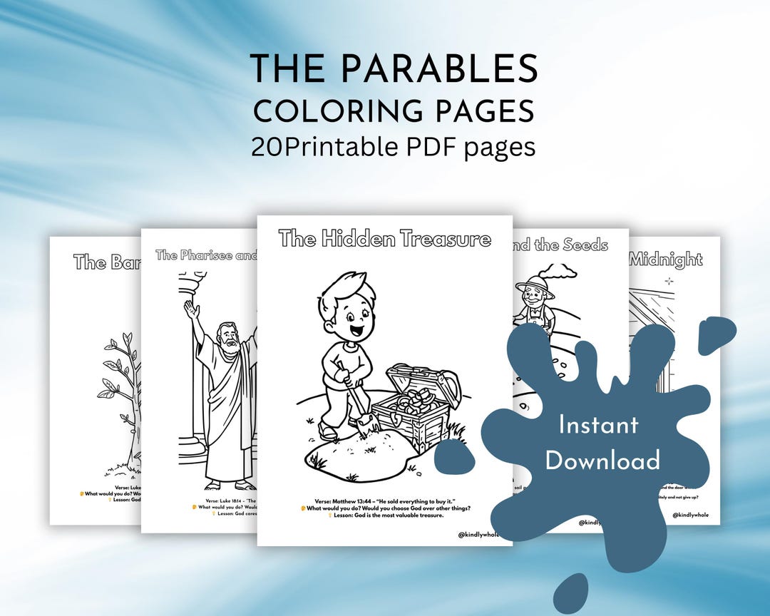 Bible Parables Coloring Pages for Kids: 20 Christian Scripture Pages ...