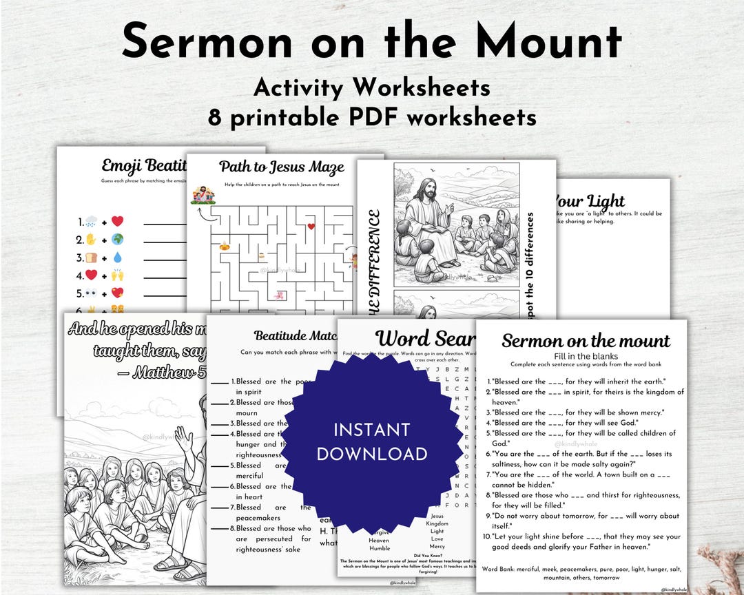 Sermon on the Mount Activity Pages: Bible Puzzles & Coloring (PDF) - Etsy
