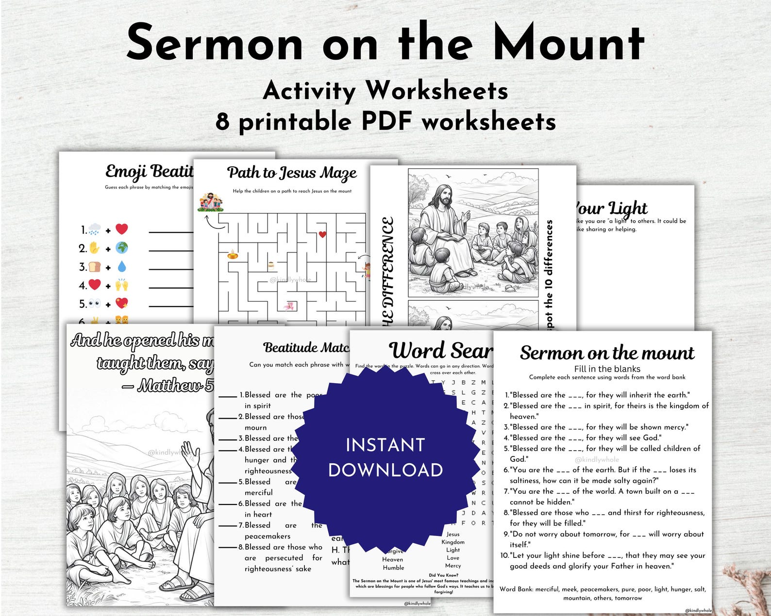 Sermon on the Mount Activity Pages for Kids – Coloring, Puzzles, Word ...