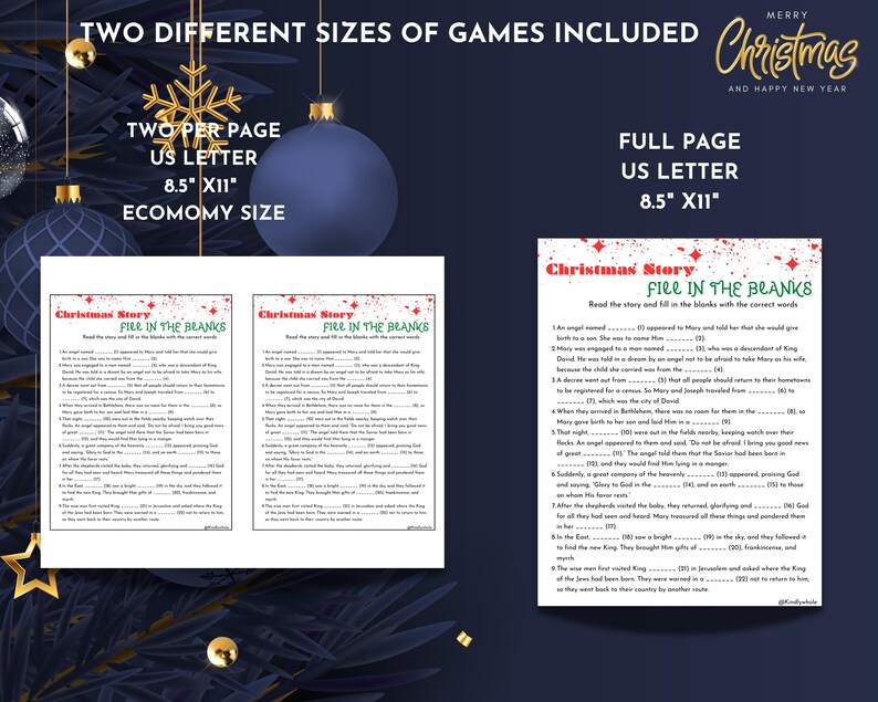 Nativity Story Fill-in-the-blank Game: Christmas Bible Activity ...