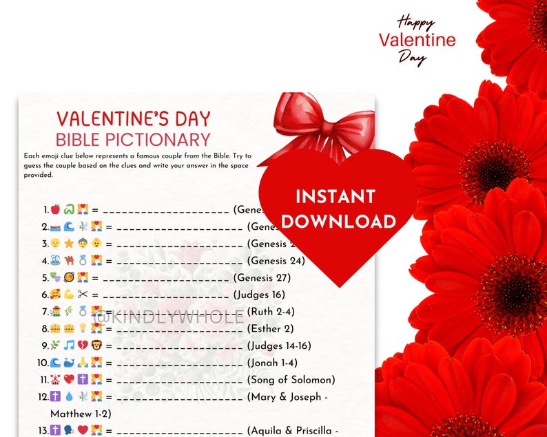 Valentine's Day Bible Pictionary Game: Christian Activity (digital ...