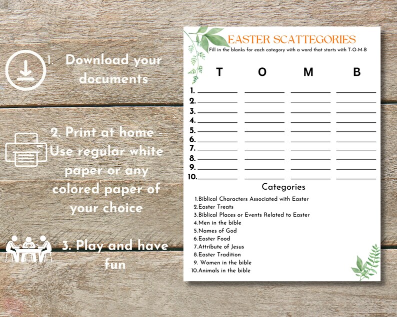 Printable Easter Bible Scattergories Game: Church Activity (digital ...