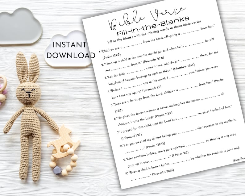 Bible Verse Fill-in-the-blanks Game - Fun and Inspirational Baby Shower ...