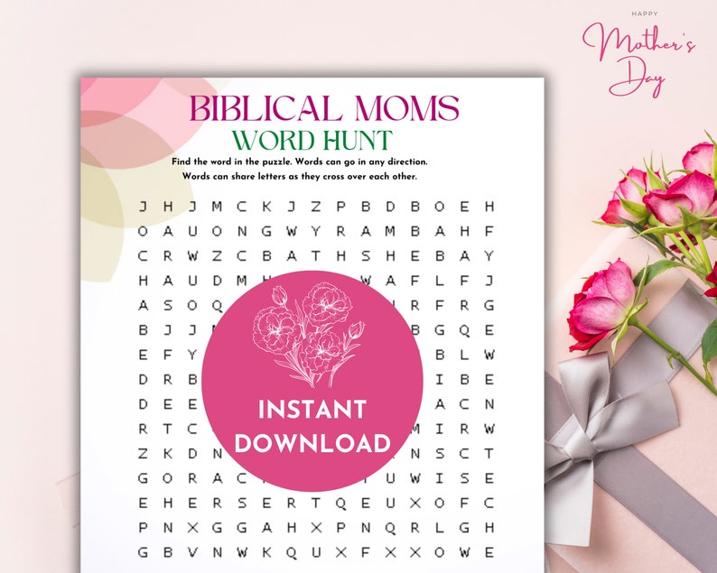 Biblical Moms Word Search/hunt, Mother's Day Games for Brunch, Church ...