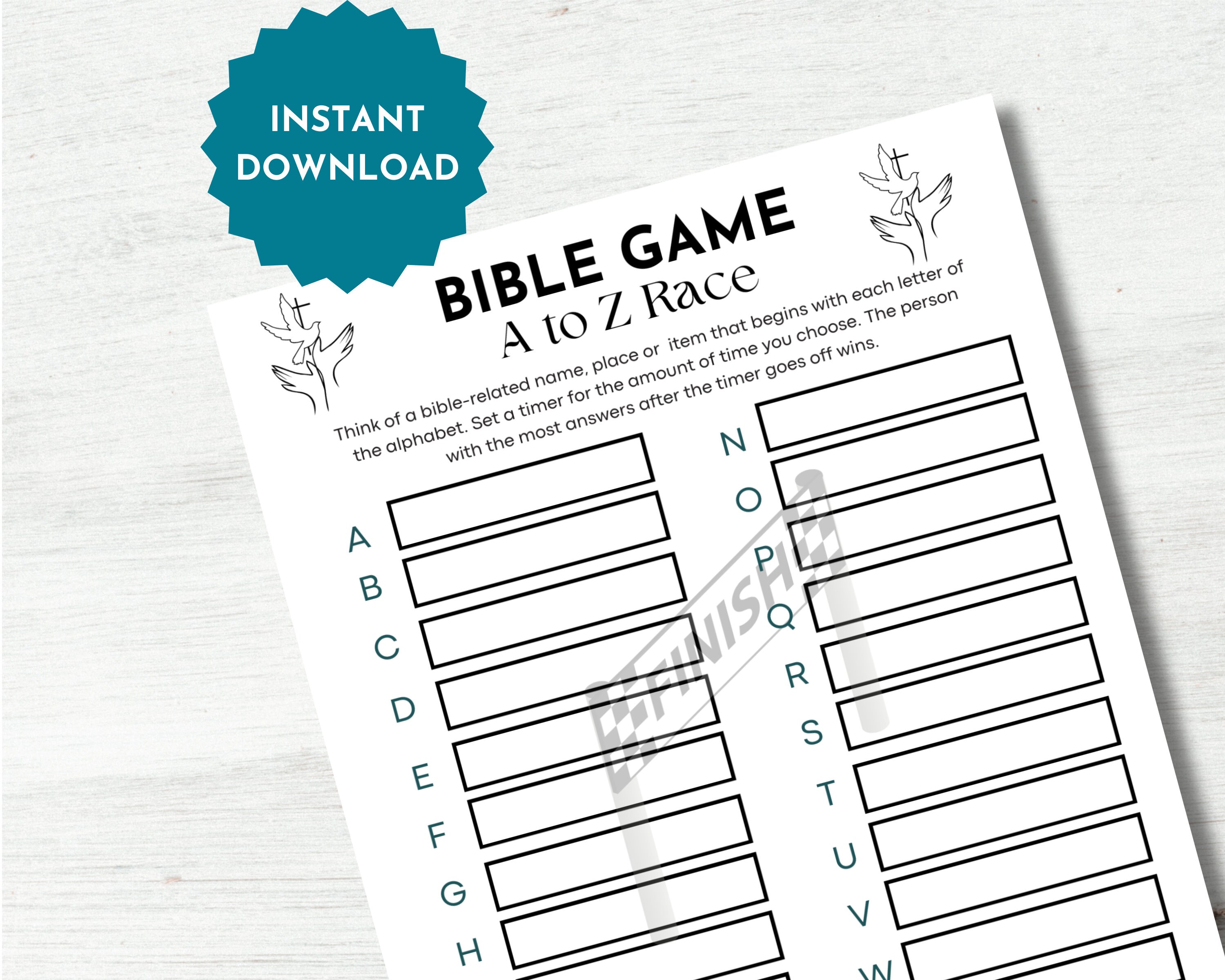 A-Z Race Printable Bible Game, Bible Study Group Party Game, Church ...