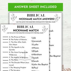 Bible Nickname Matching Game: Fun Church Activity (printable) - Etsy