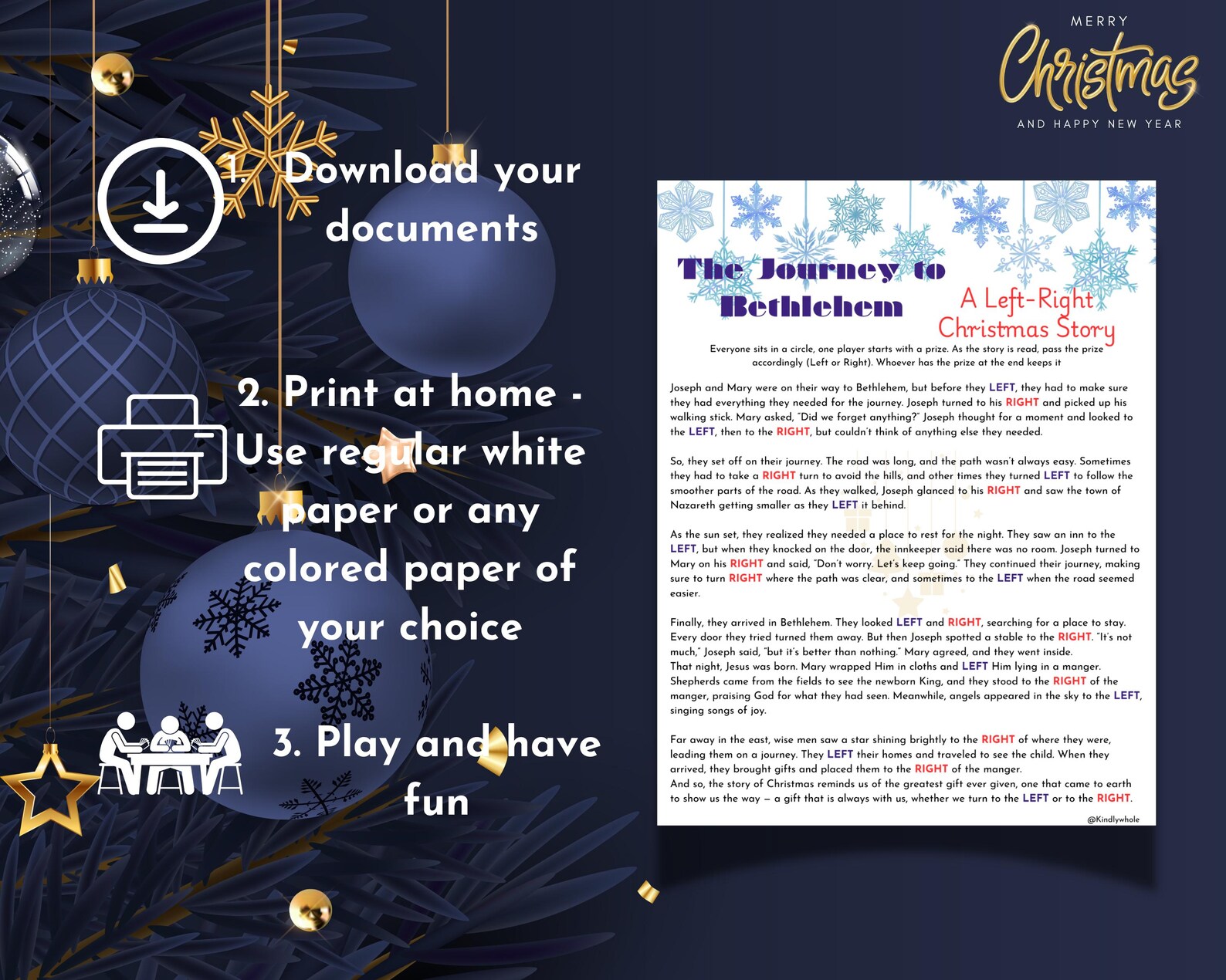 Bible-based Christmas Left-right Game, Fun Nativity Story Activity ...