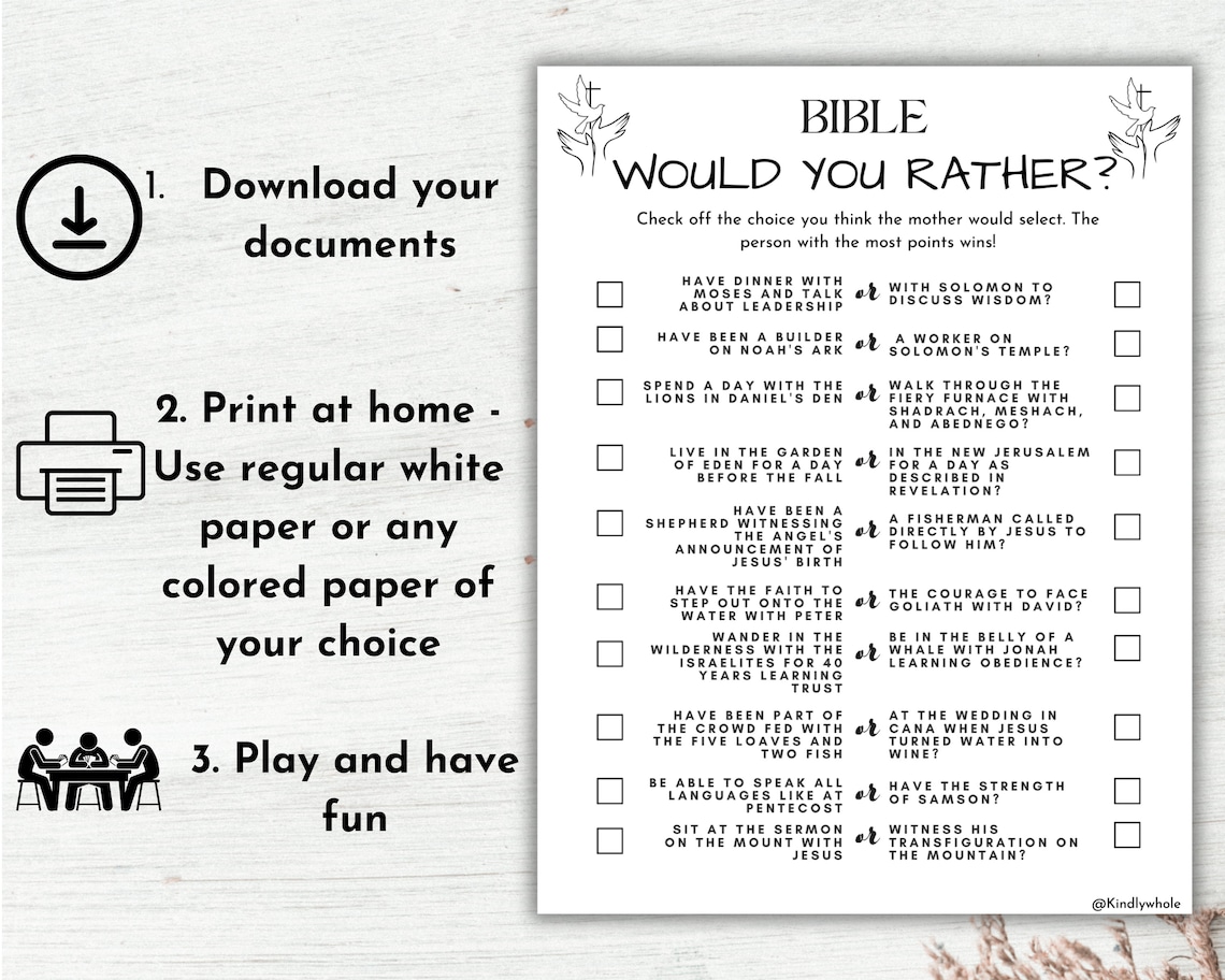 Bible Would You Rather Printable Game for Church, Ice Breaker Christian ...