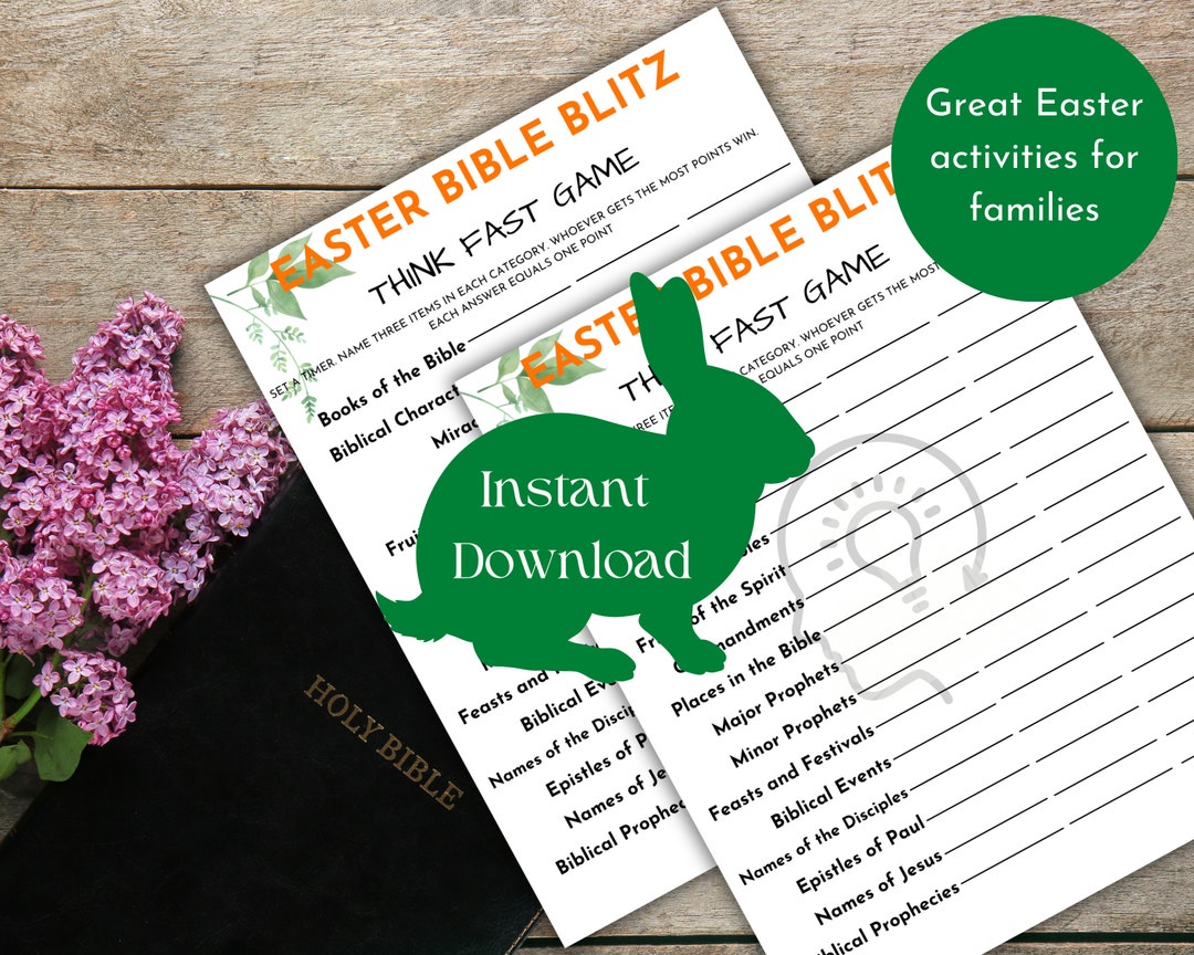 Easter Bible Blitz Think Fast Game, Easter Christian Think Quick Bible ...