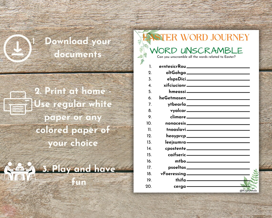 Christian Easter Sunday Bible Icebreaker Word Unscramble, 20 Bible ...