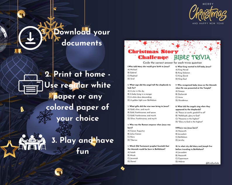 Nativity Story Trivia Game: Bible-based Christmas Challenge (printable ...