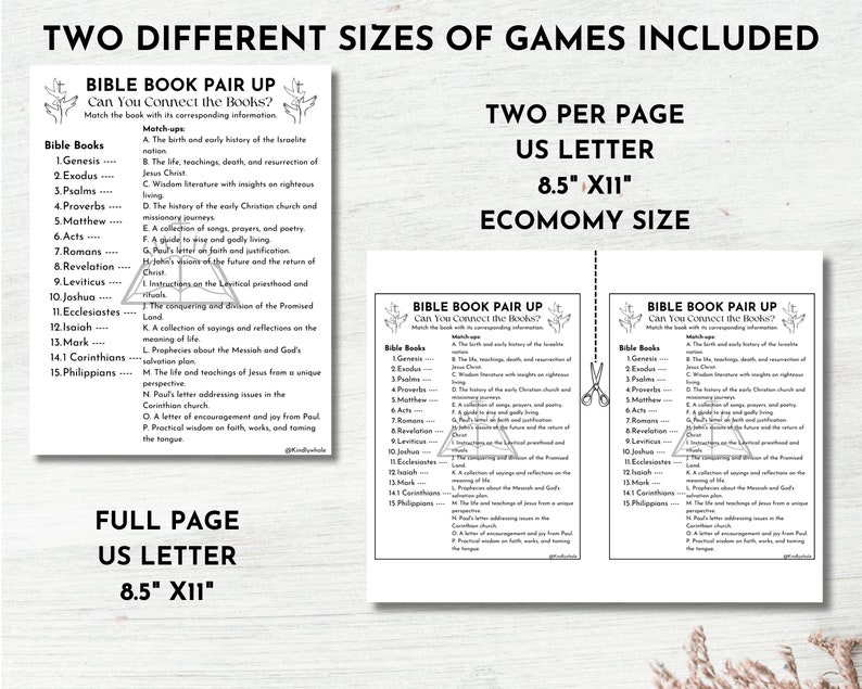 Bible Book Pair up | Bible Books Quiz | Bible Trivia | Printable Bible ...