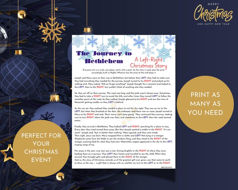 Nativity Story Christmas Game: Bible-based Left-right Activity (PDF) - Etsy