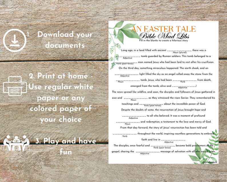 Easter Bible Mad Libs Game: Printable Sunday School Activity (PDF) - Etsy