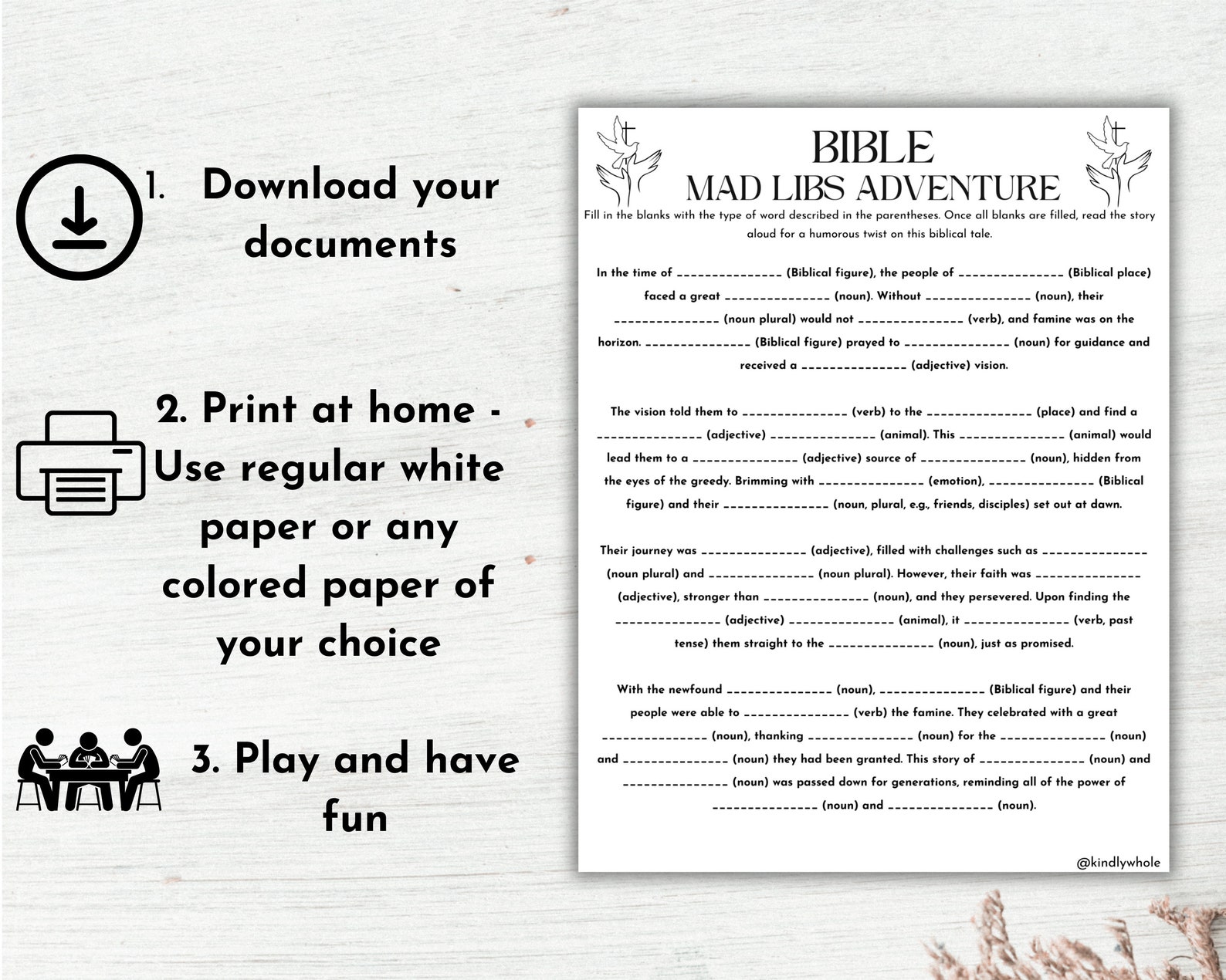Bible Mad Libs Game: Printable Sunday School Activity (instant Download ...