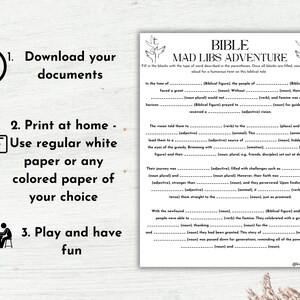 Bible Mad Libs Game: Printable Sunday School Activity (instant Download ...