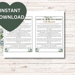 Christian Bridal Shower Game: Love is Always Right (digital Download ...