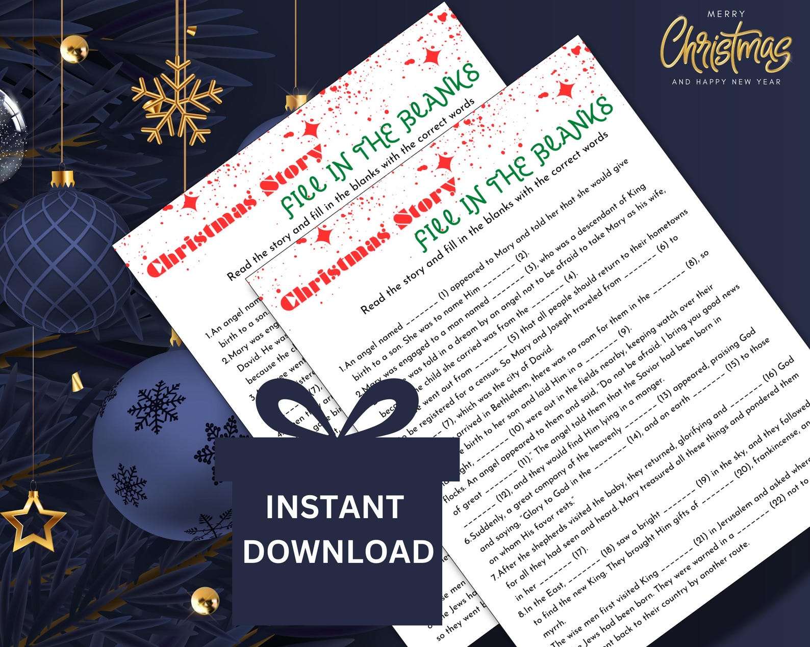 Nativity Story Fill-in-the-blank Game: Christmas Bible Activity ...