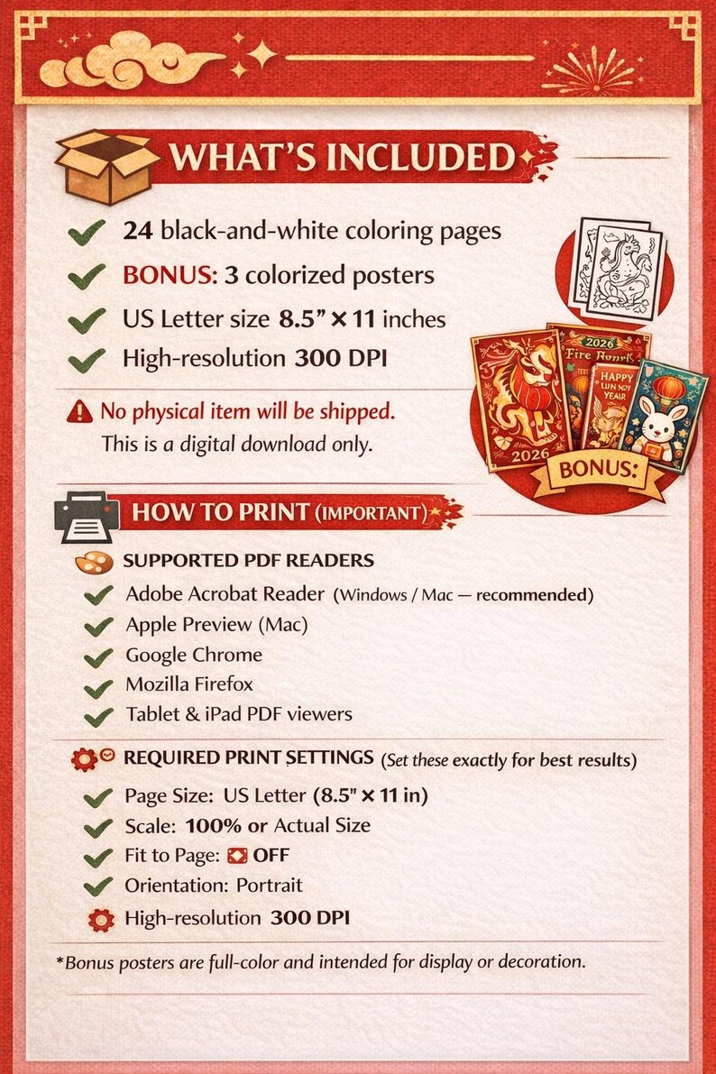 Fire Horse Lunar New Year Coloring Pages Digital Download - Etsy