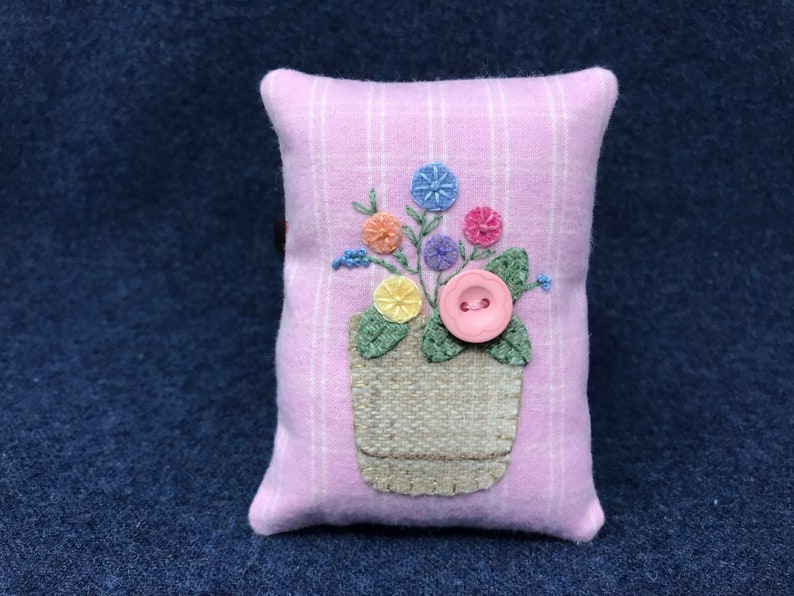 Kit Sweet Flower Bucket Bowl Filler Wool Applique Kit Wool Felt Pattern ...