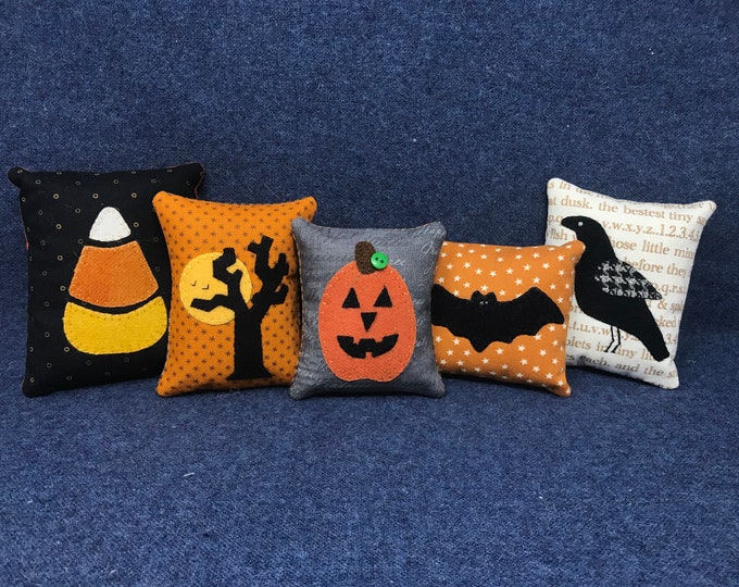 Kit; Fun Set of Prim Halloween Bowl Fillers, Wool Applique Kit Penny ...
