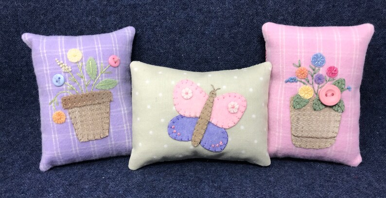 Kit Sweet Flower Bucket Bowl Filler Wool Applique Kit Wool Felt Pattern ...