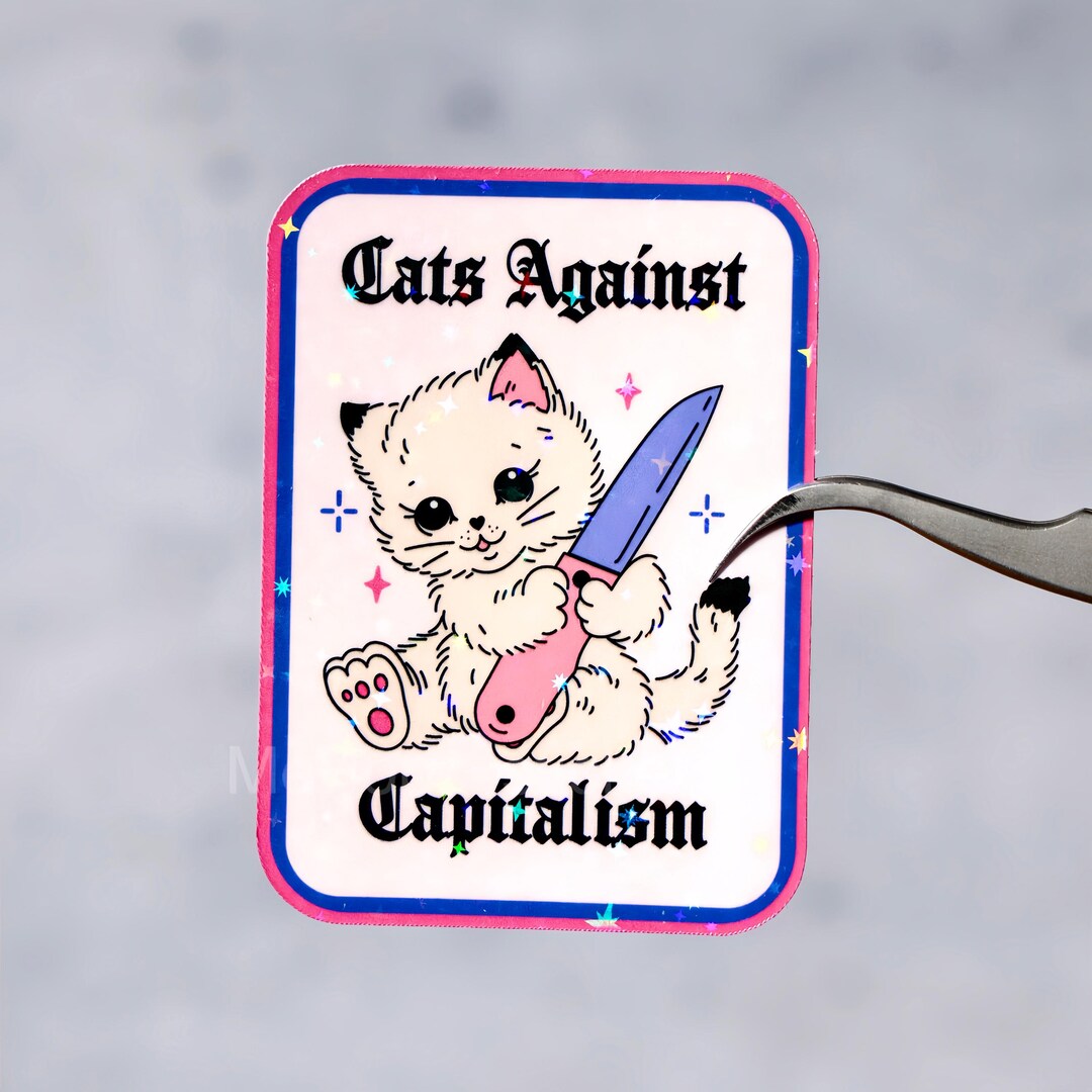 Cats Against Capitalism Sticker, Waterproof, Democrat Laptop Decal ...