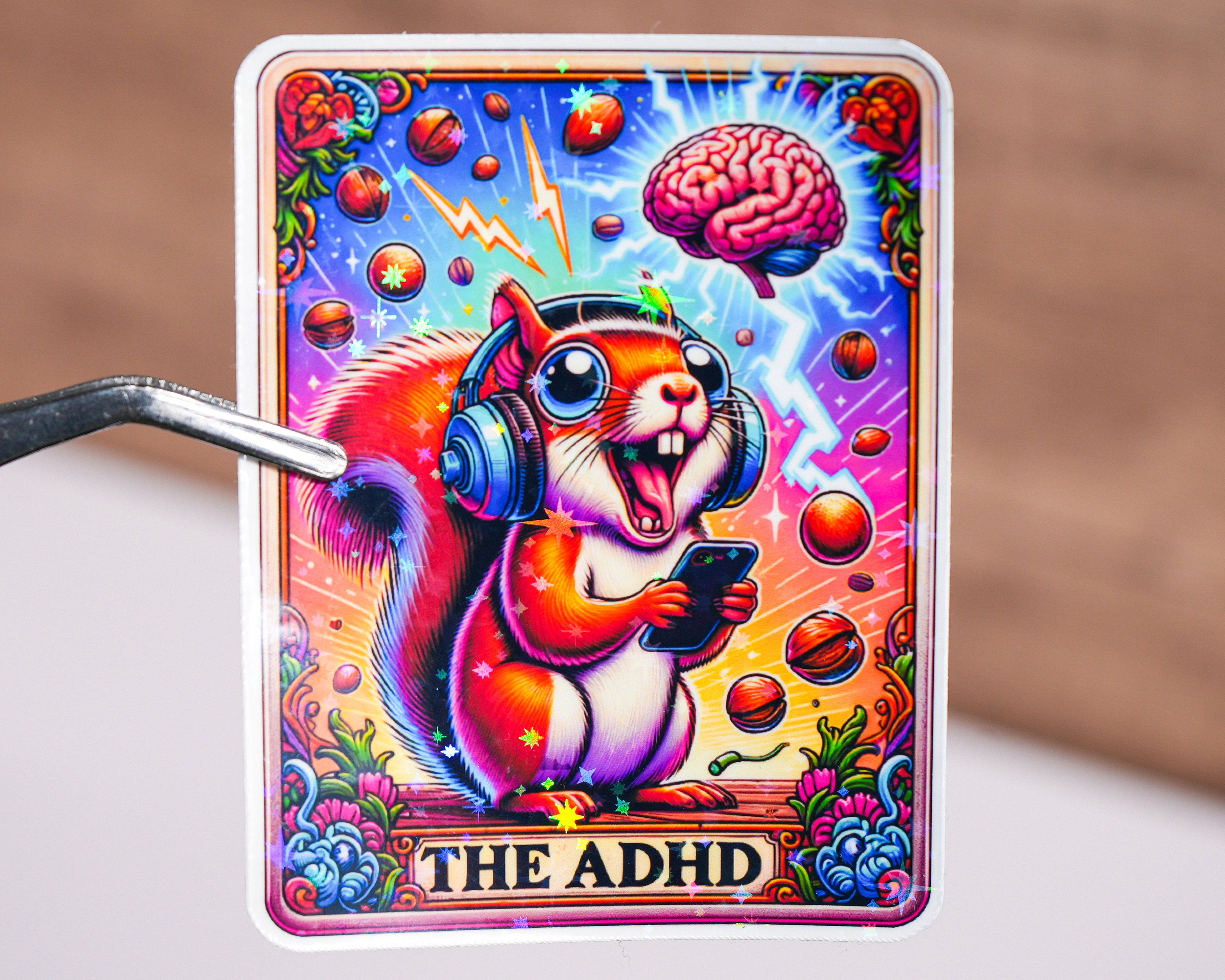 The ADHD Squirrel Sticker, Funny Tarot Card Sticker, Sticker for Adult ...