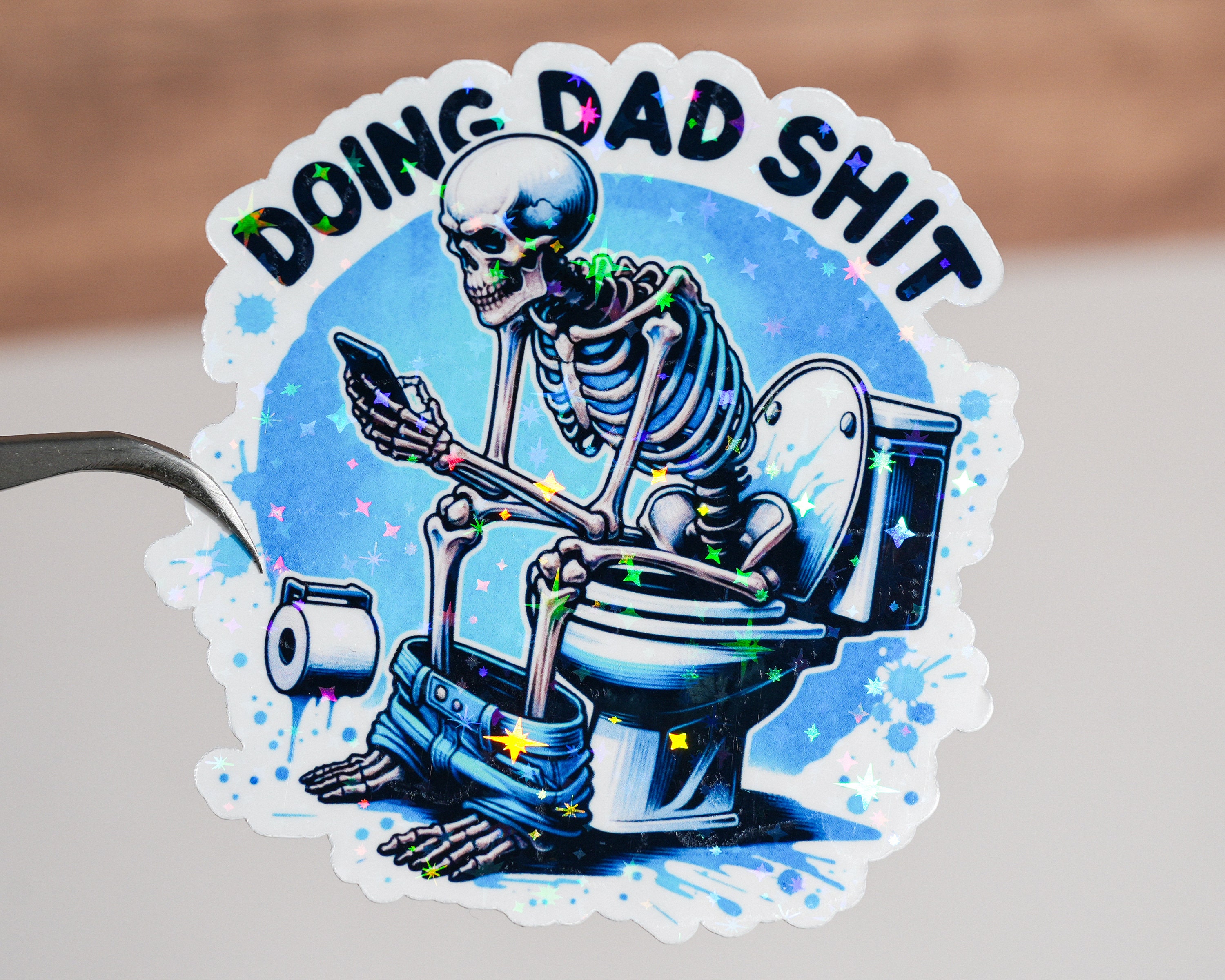 Doing Dad Shit Sticker, Funny Skeleton Sticker, Humorous Funny Dad ...