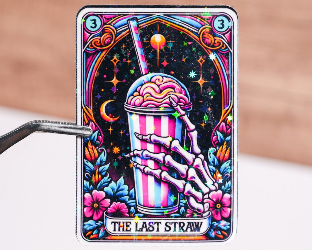 The Last Straw Skeleton Sticker, Funny Tarot Card Sticker, Sticker for ...