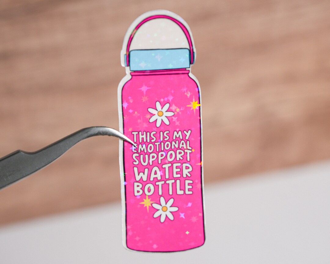 Emotional Support Water Bottle Sticker, Aesthetic Purple Decal ...