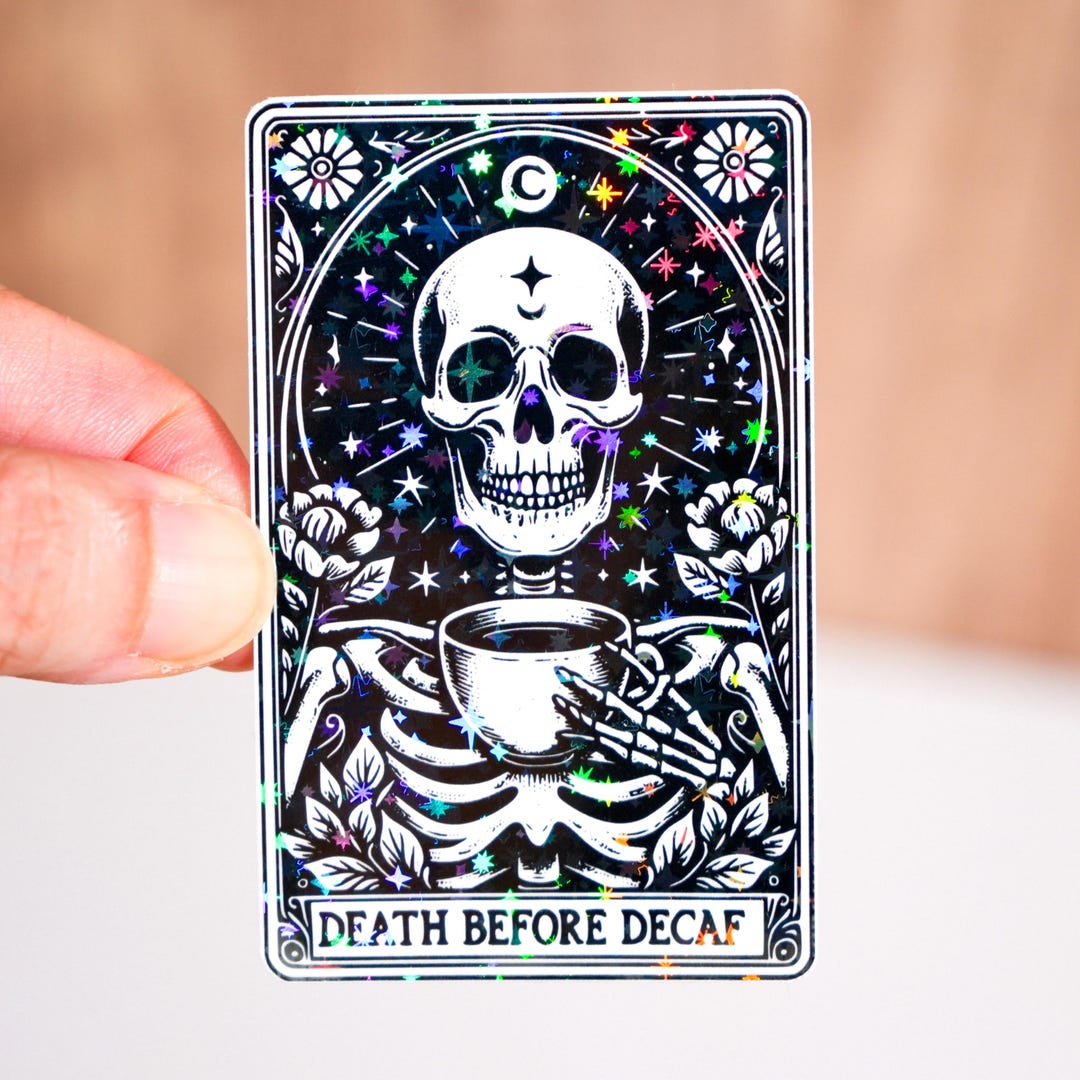 Death Before Decaf Sticker, Coffee Lover Sticker, Girly Water Bottle ...